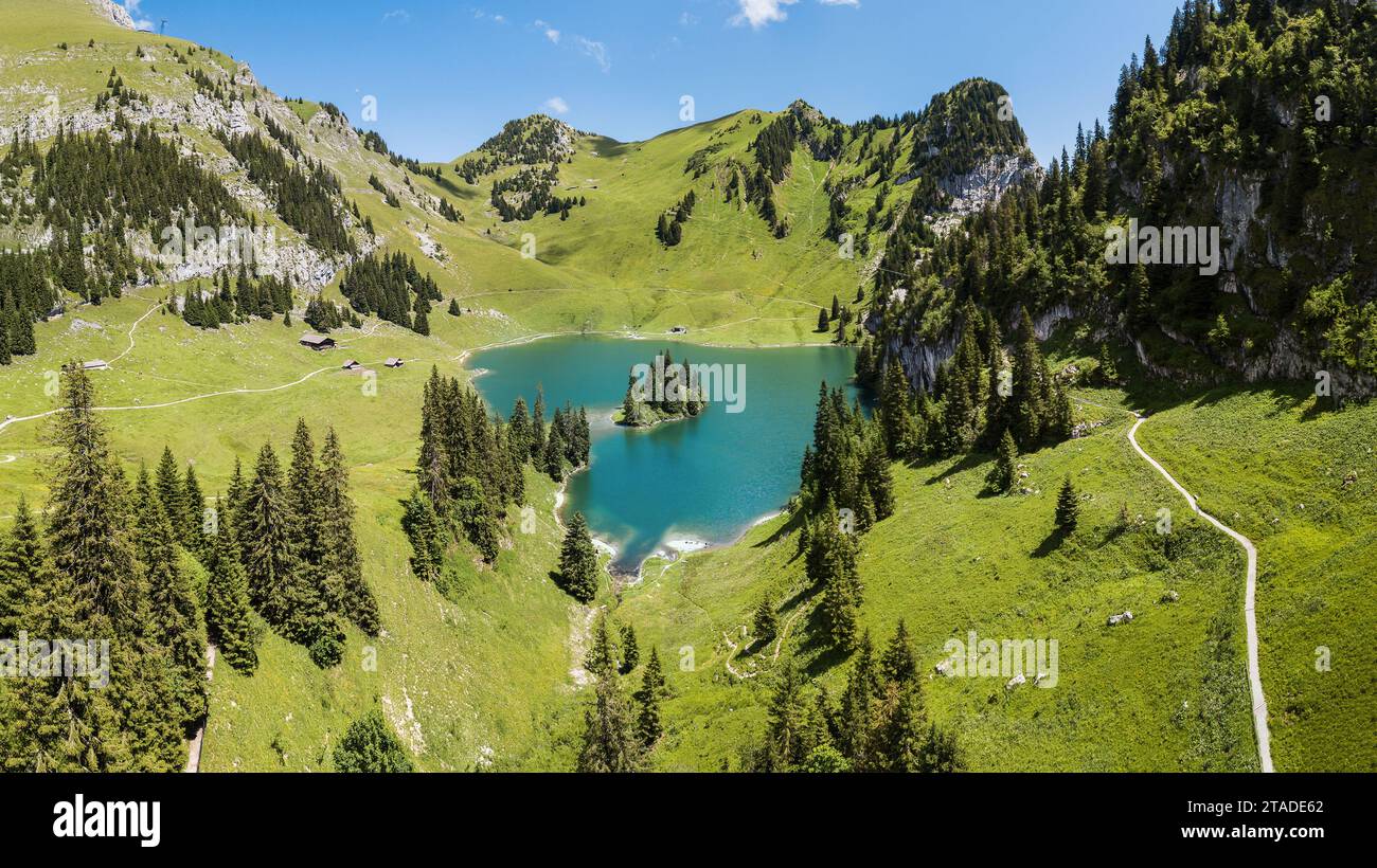 Turquoise lake hinterstocken foot stockhorn hi-res stock photography ...