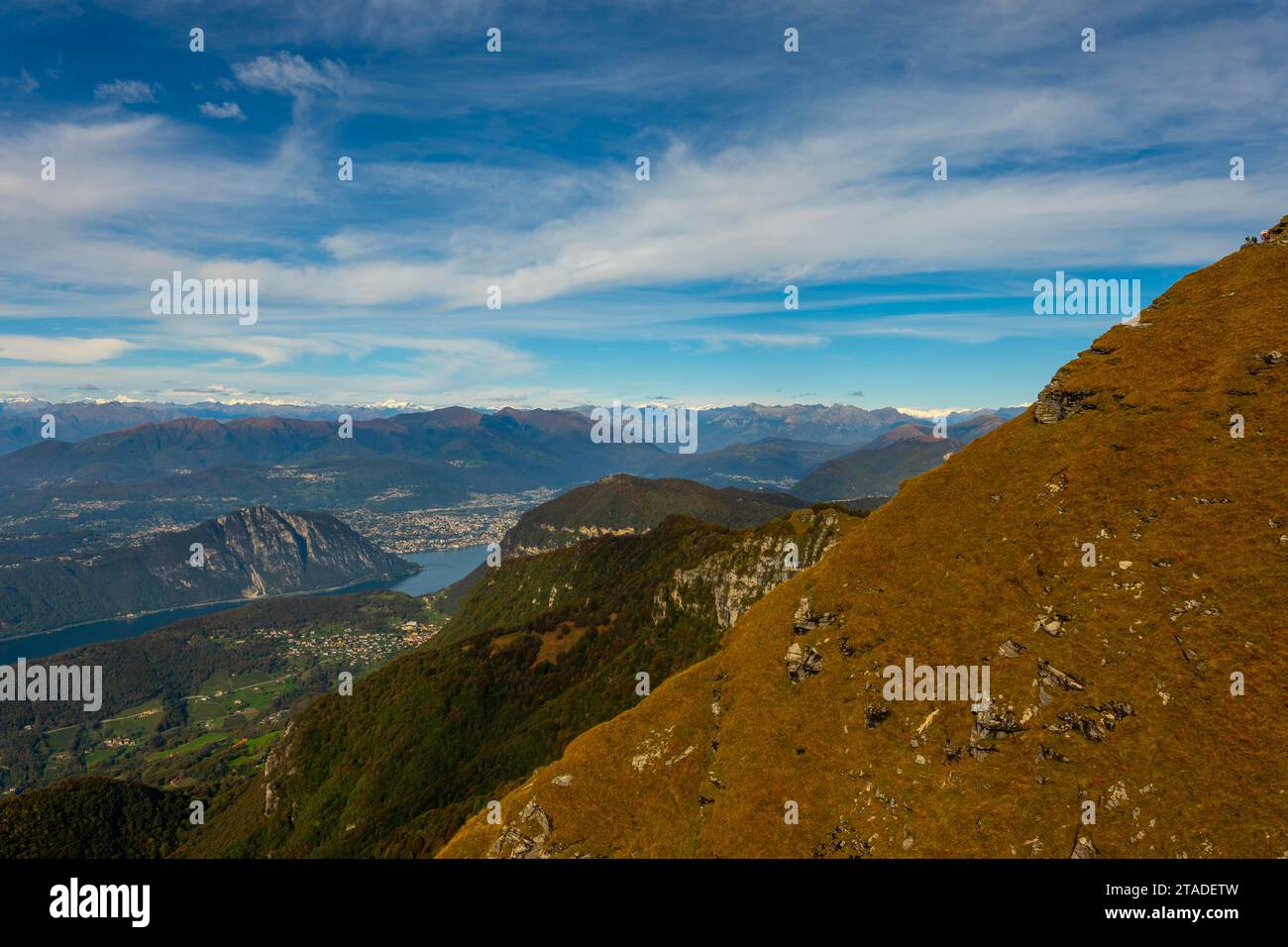 Aerial View over Beautiful Mountainscape with Snow Capped Mountain and ...