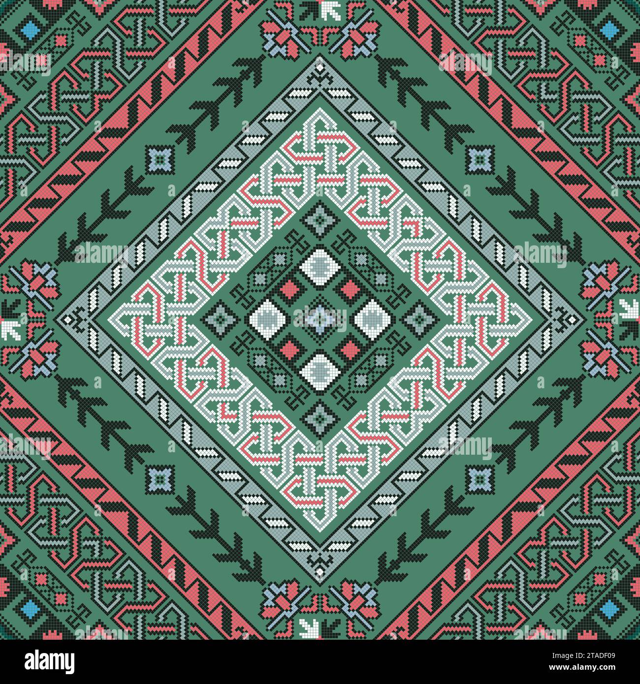 Traditional Georgian folk art embroidery vector pattern Stock Photo - Alamy