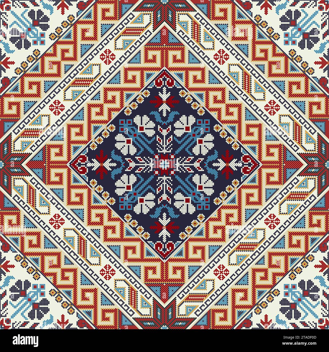 Traditional Georgian folk art embroidery vector pattern Stock Photo - Alamy