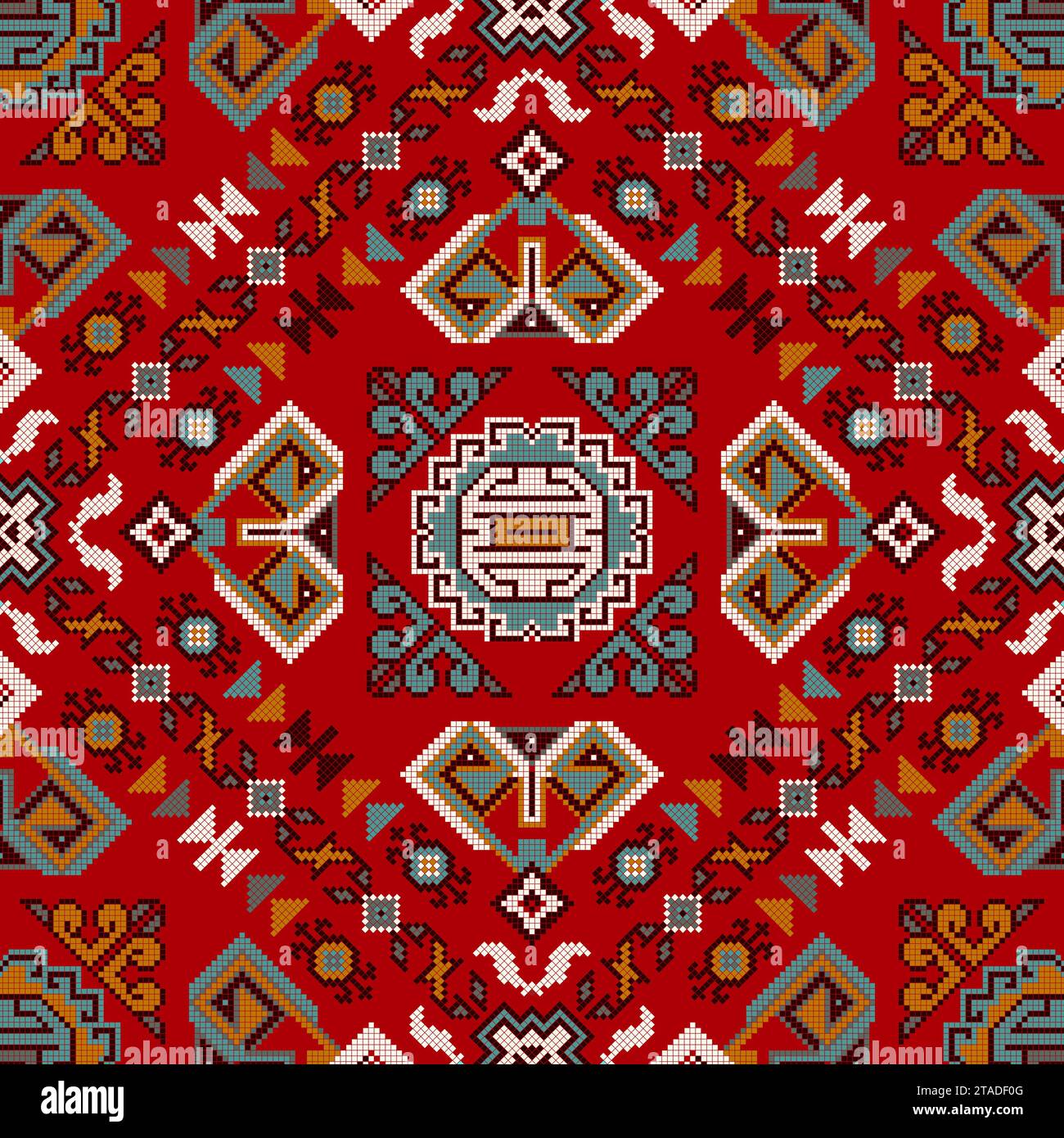 Traditional Georgian folk art embroidery vector pattern Stock Photo - Alamy