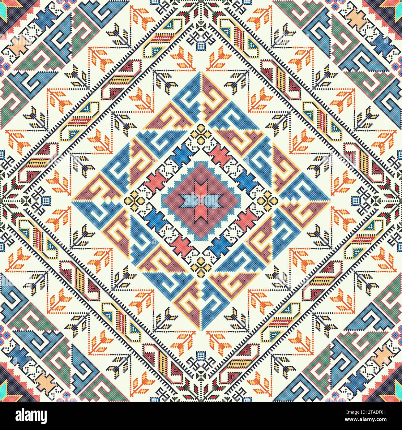 Traditional Georgian folk art embroidery vector pattern Stock Photo - Alamy