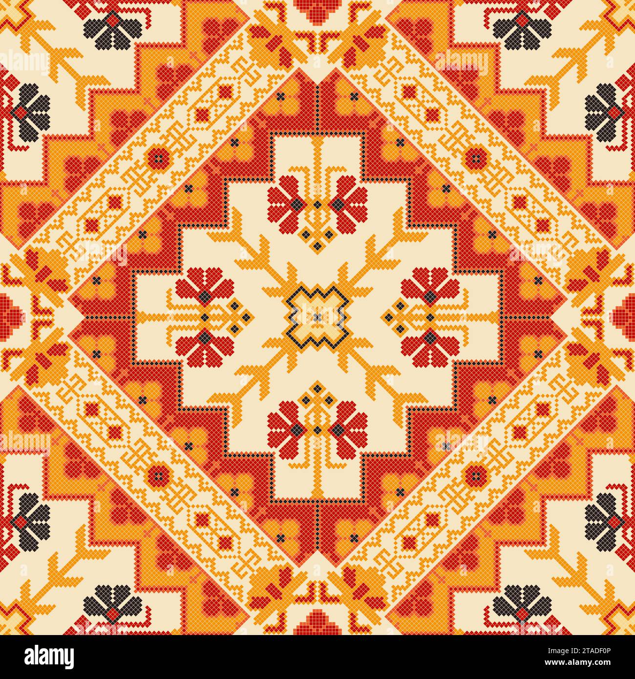 Traditional Georgian folk art embroidery vector pattern Stock Photo - Alamy