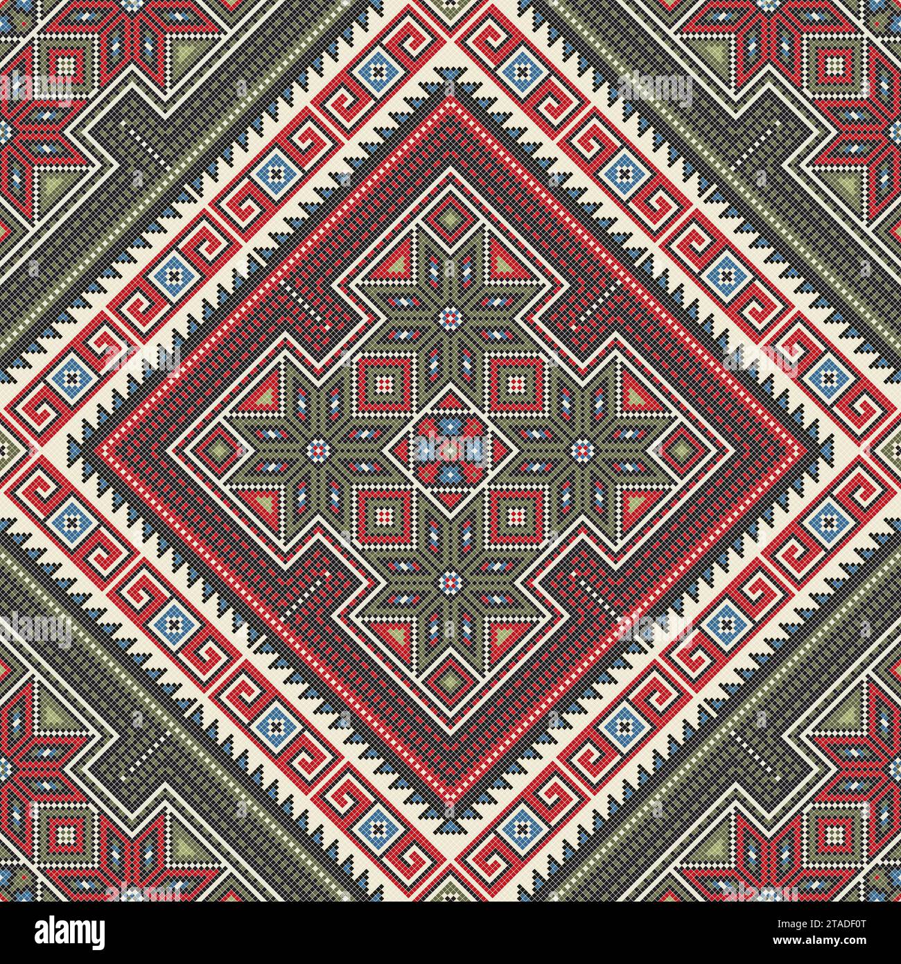 Traditional Georgian folk art embroidery vector pattern Stock Photo - Alamy