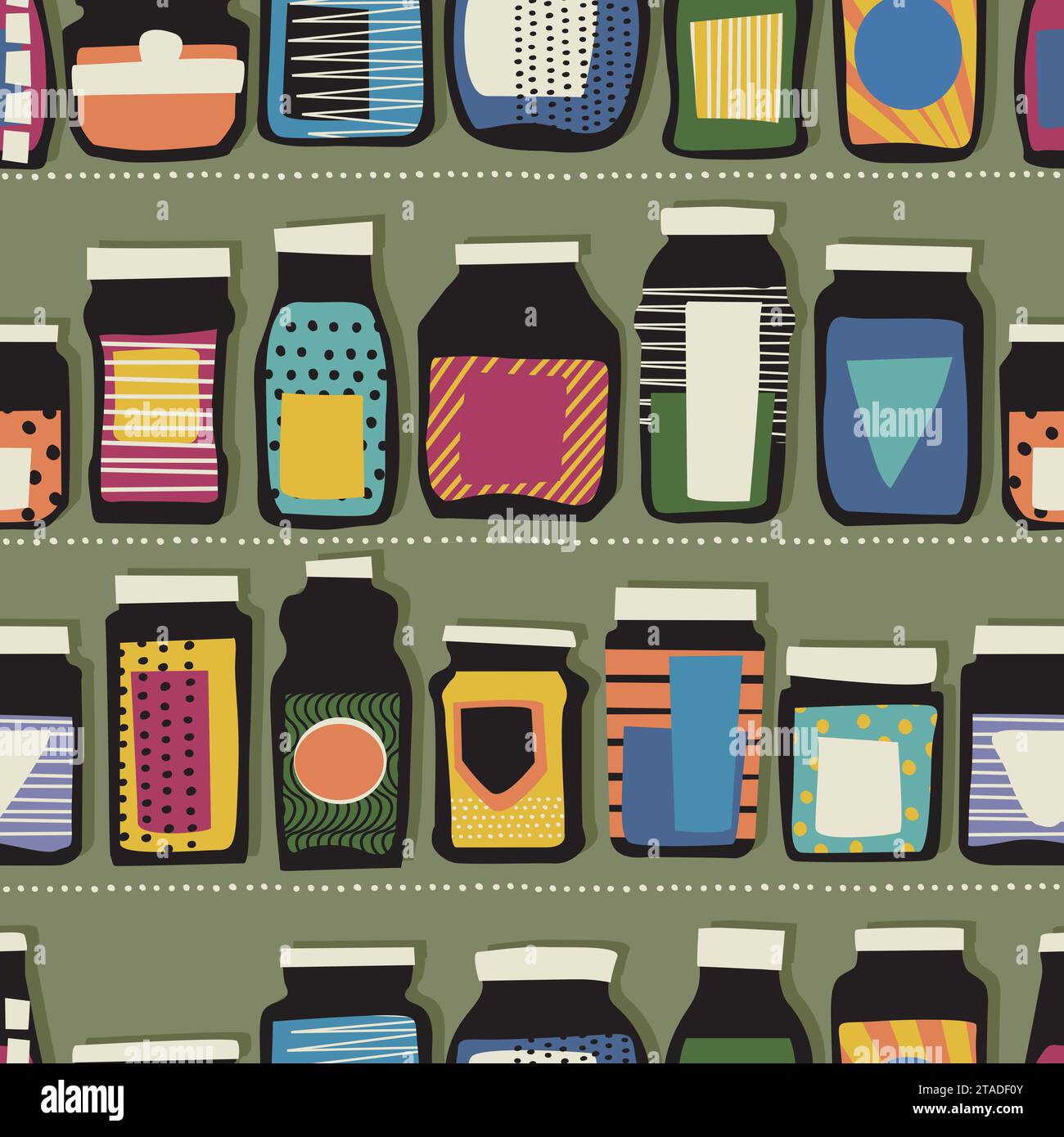 Seamless pattern with jars in colors. Background vector template design ...