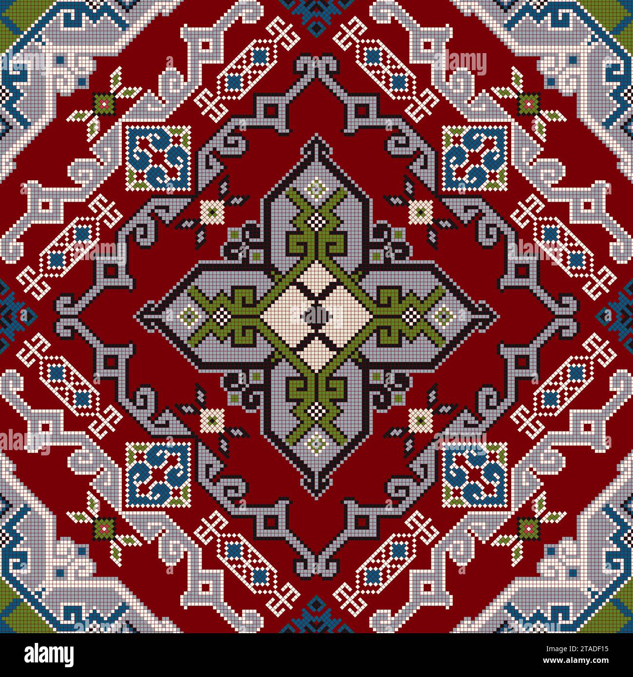 Traditional Georgian folk art embroidery vector pattern Stock Photo - Alamy