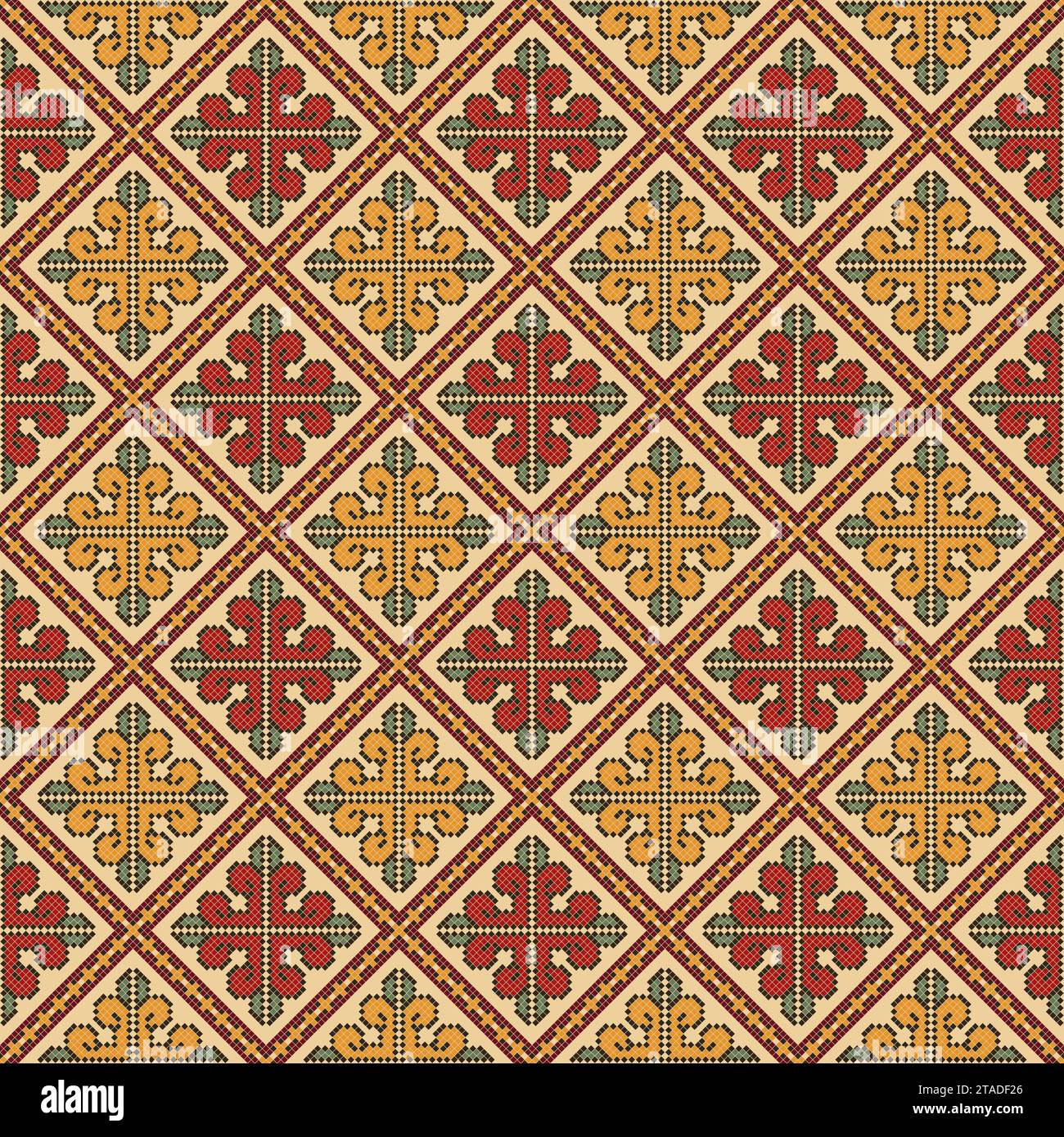 Traditional Georgian folk art embroidery vector pattern Stock Photo - Alamy