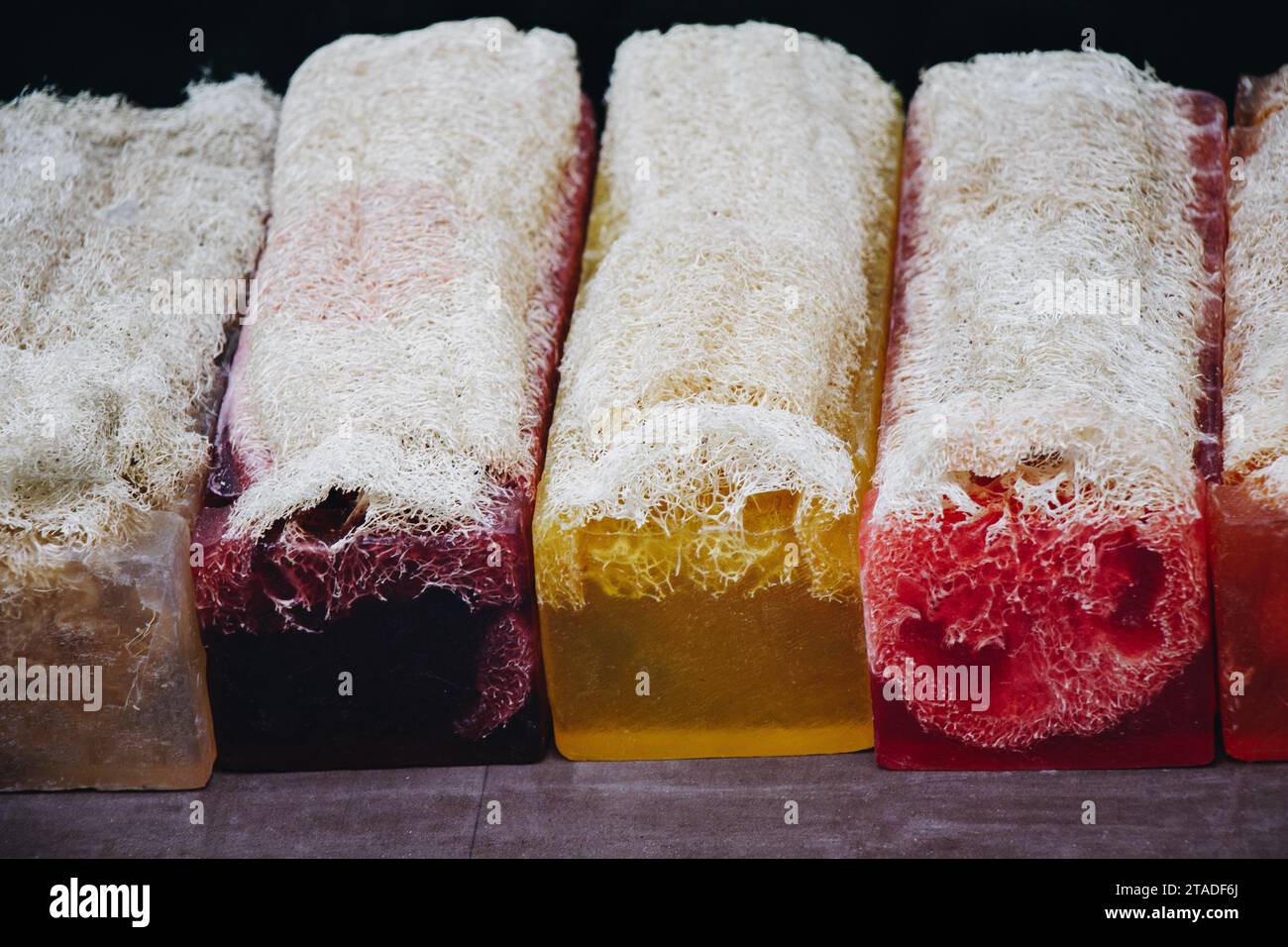 Multi-colored Eco-friendly exfoliating bars of soap for hair and body ...