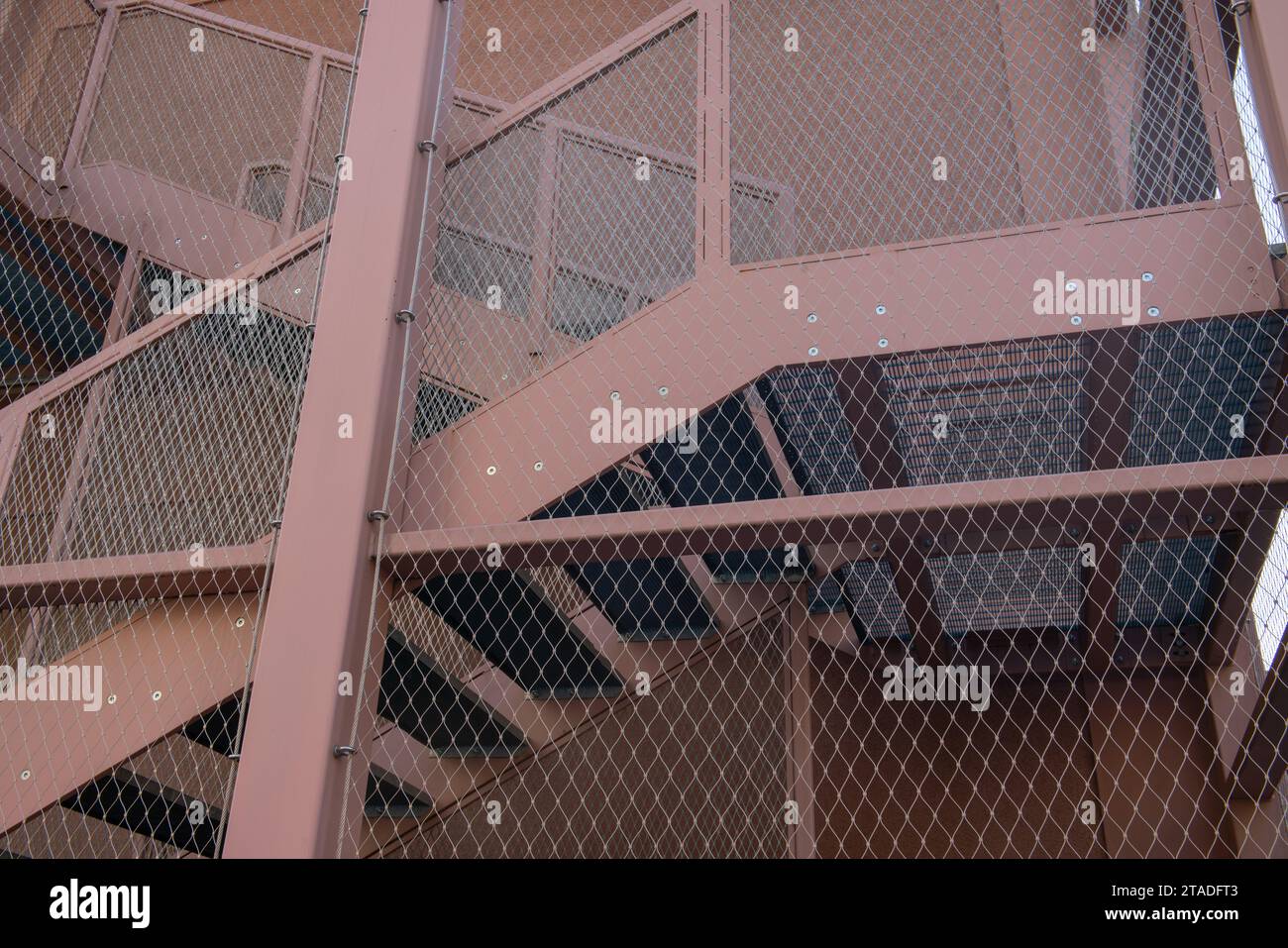 school building with fire and anti-seismic staircase, emergency exits ...