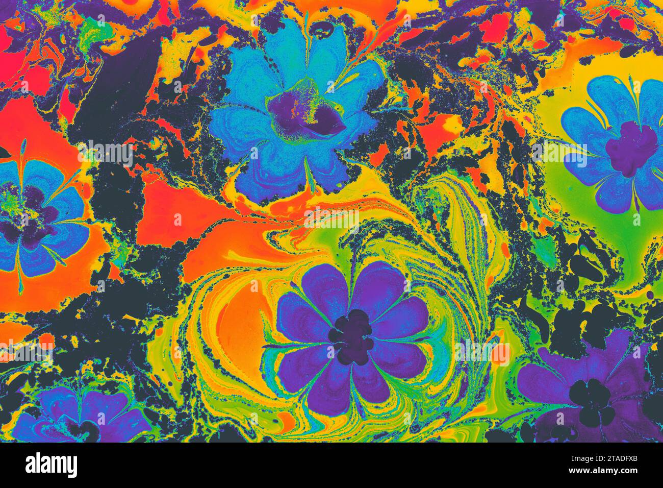 Abstract ebru cover art. Floral Ebru marbling texture background design ...