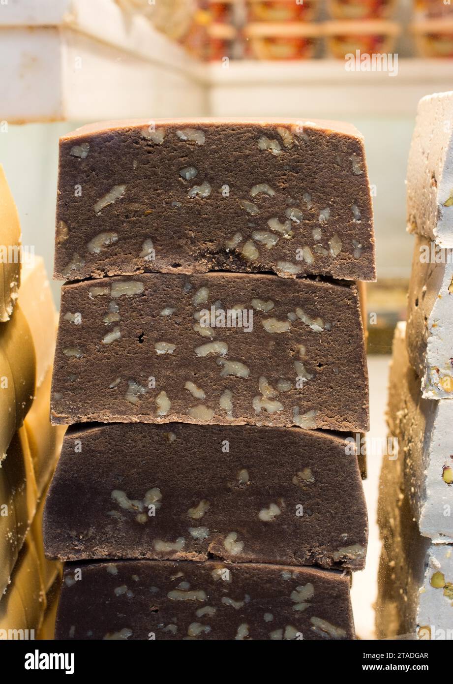 Traditional eastern Halvah a sweet confection made with tahini sesame ...