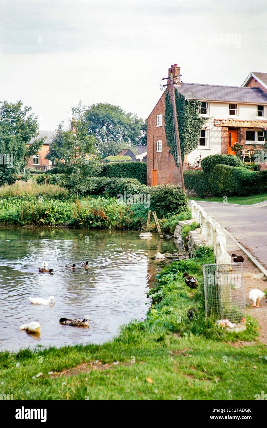 Village pond and houses, Little Cawthorpe, near Legbourne, Lincolnshire ...