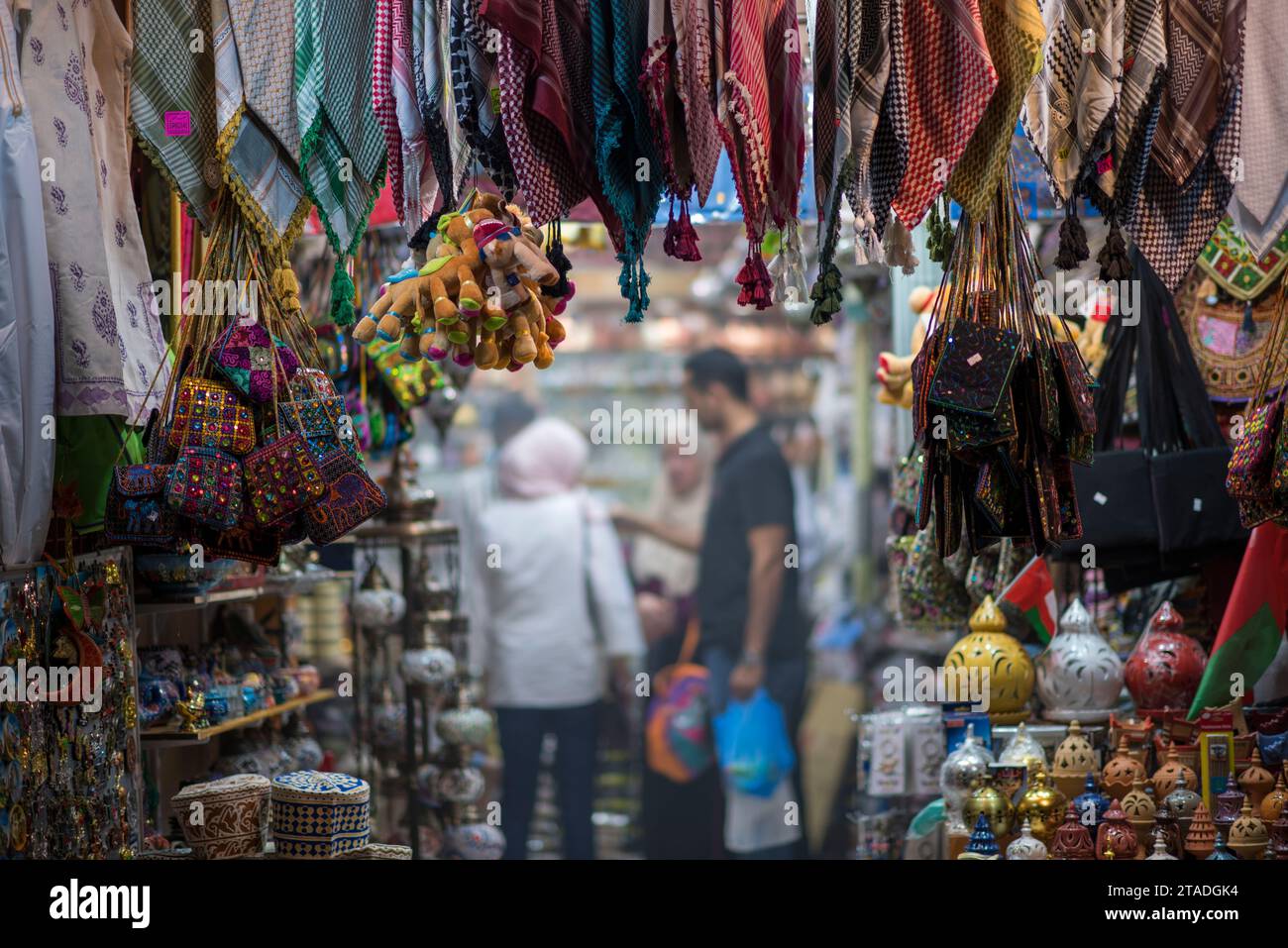 Muscat, Oman - March 05,2019 : All kinds of souvenirs exhibited in ...