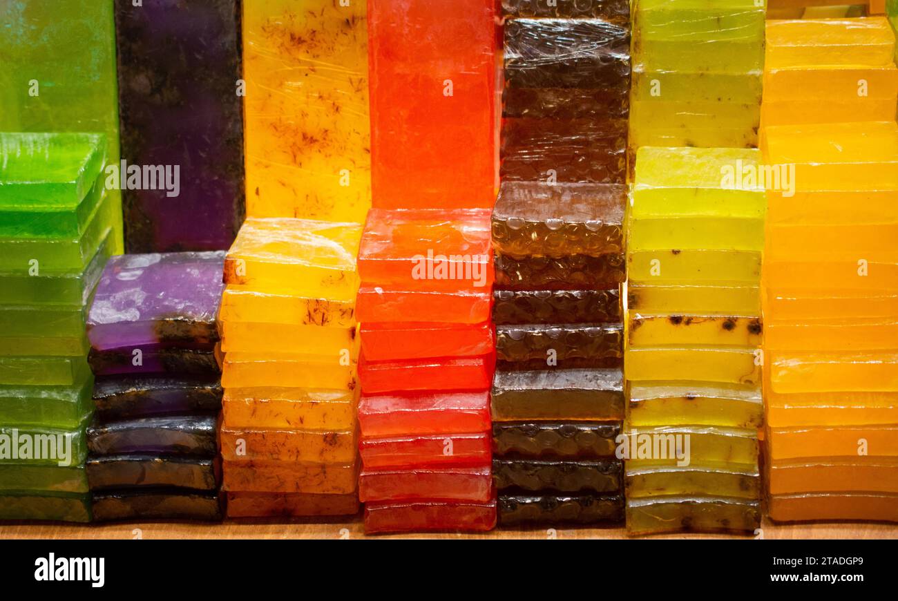 Multi-colored Eco-friendly exfoliating bars of soap for hair and body ...