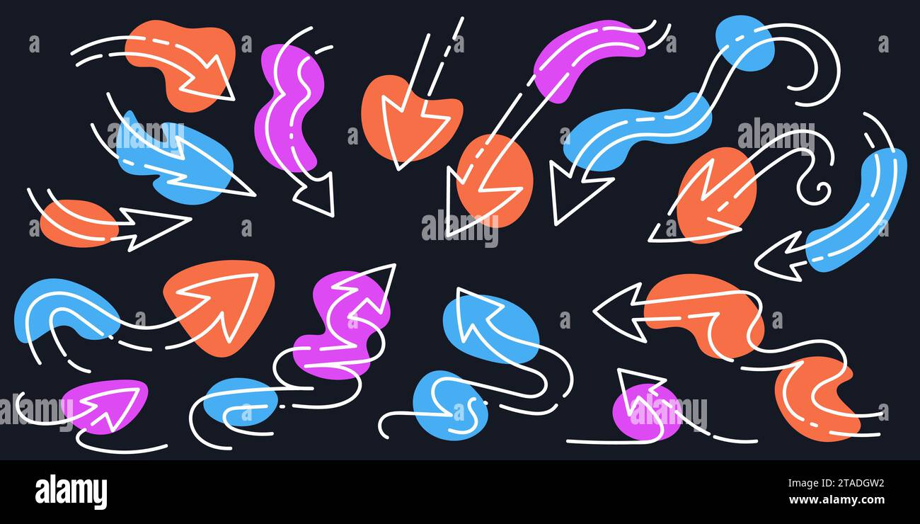 Hand Drawn Arrow Collection. Arrow Icon with Sketch Doodle Style ...