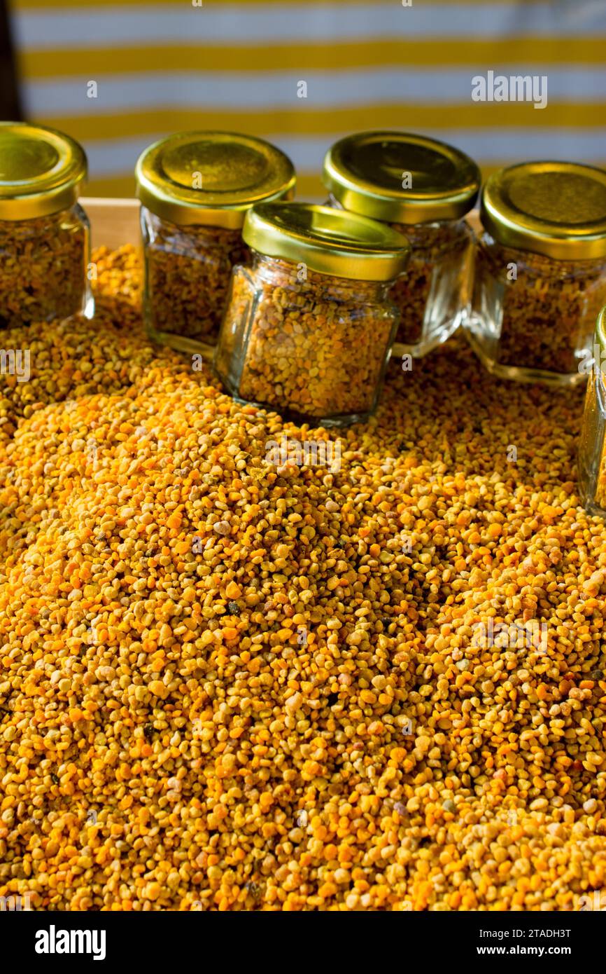 Pollen as healthy organic raw diet food in jar Stock Photo - Alamy