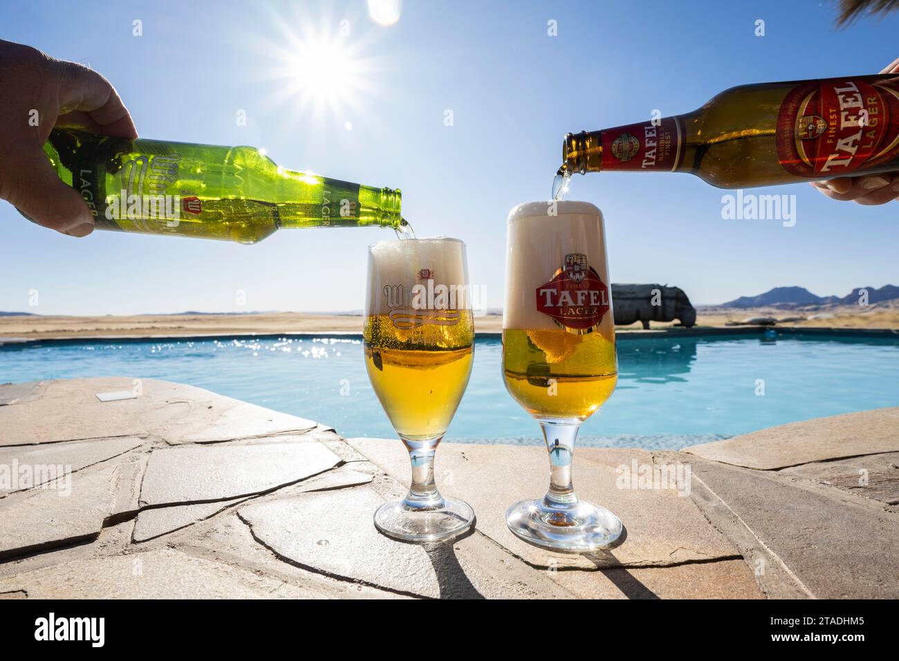 Beer by the pool Rostock Ritz, Lodge, Namib-Naukluft Park, Namibia ...