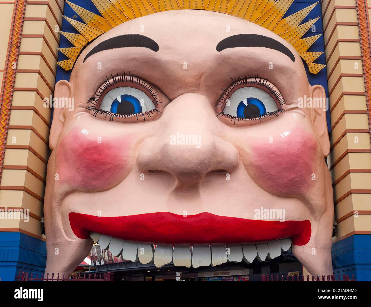 Luna Park, amusement park at Milsons Point, face, mask, clown, funfair ...