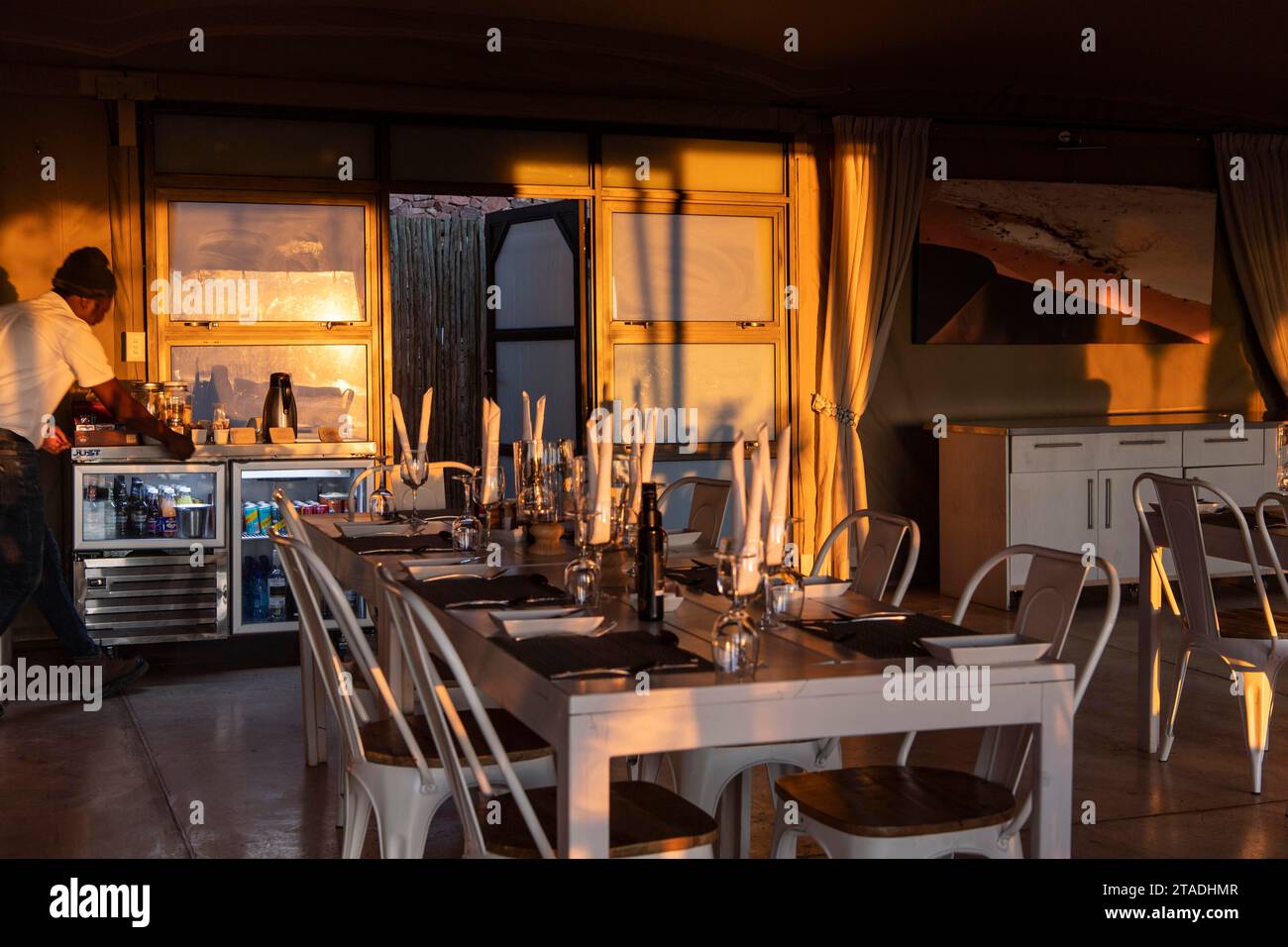 Desert Hills tented camp, Namib Desert Restaurant, Namibia Stock Photo ...