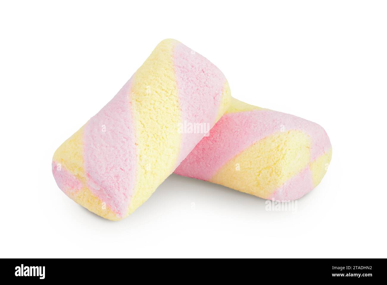 Colorful mini marshmallows isolated on white background with full depth ...