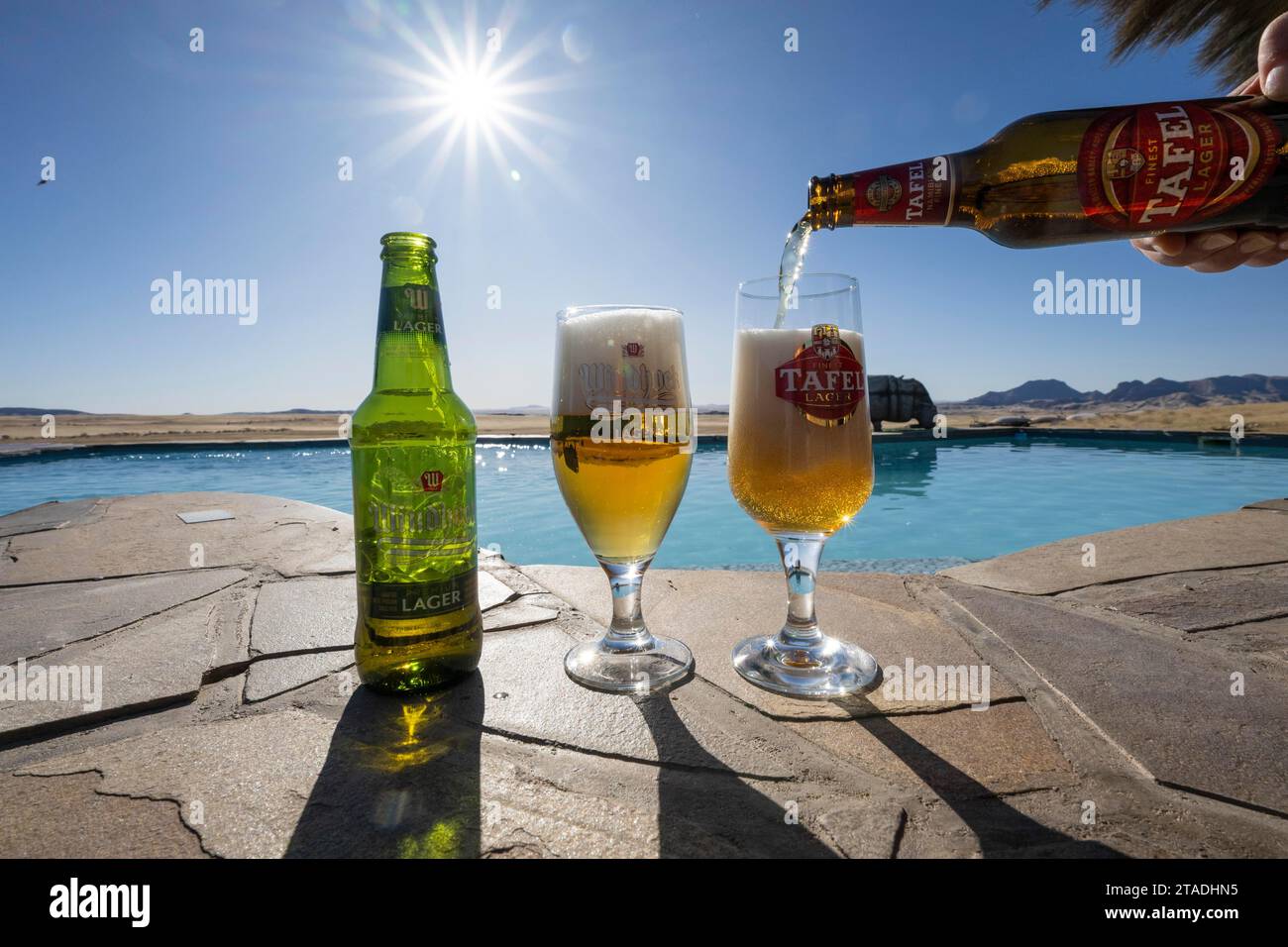 Beer by the pool Rostock Ritz, Lodge, Namib-Naukluft Park, Namibia ...