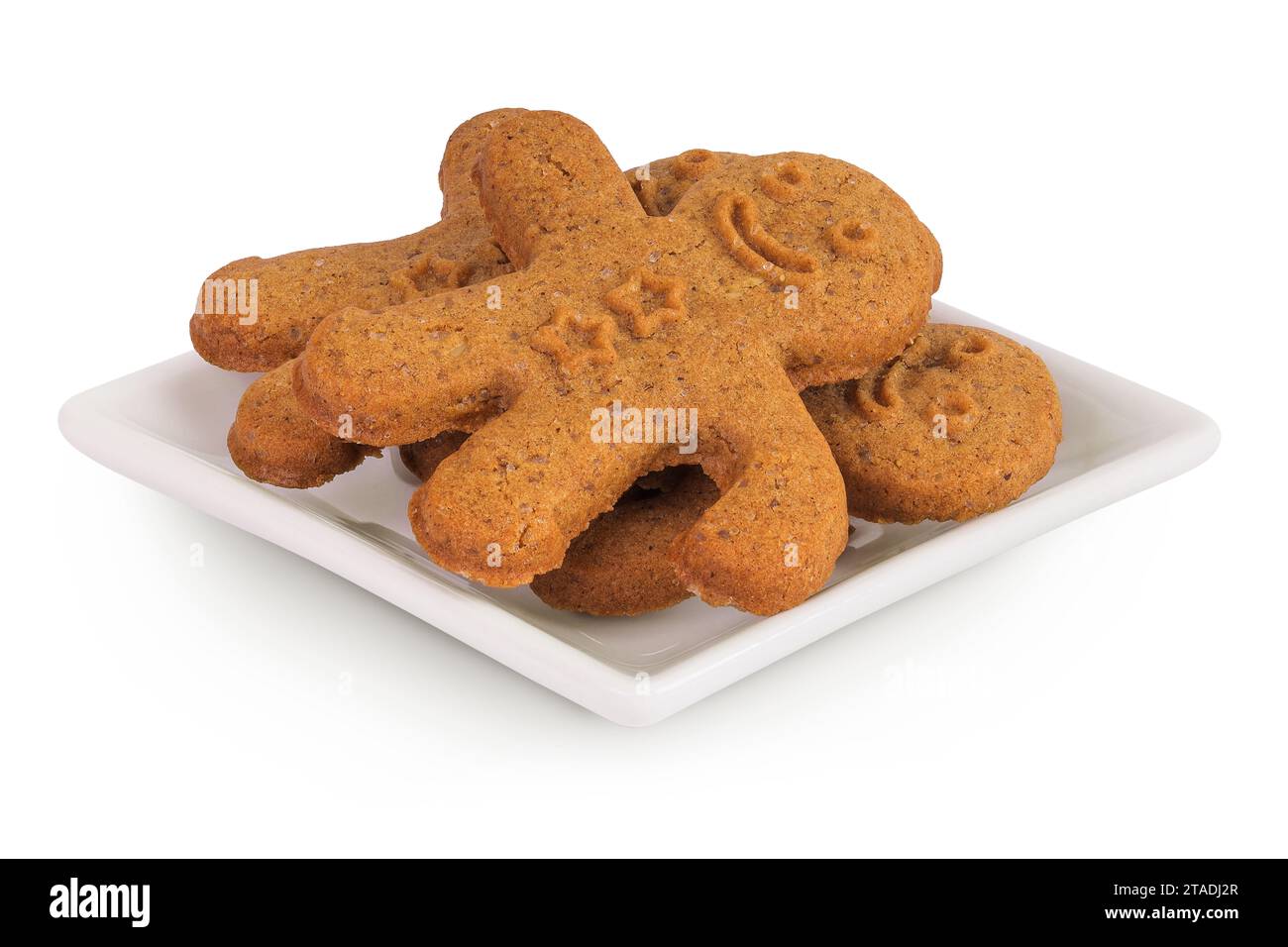 Gingerbread man in ceramic bowl isolated on white background Stock ...