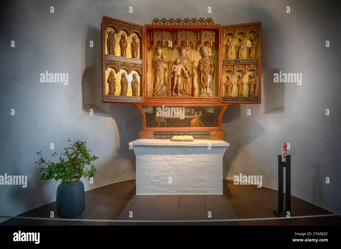 Interior view, winged altar with mercy seat and twelve apostles, St ...