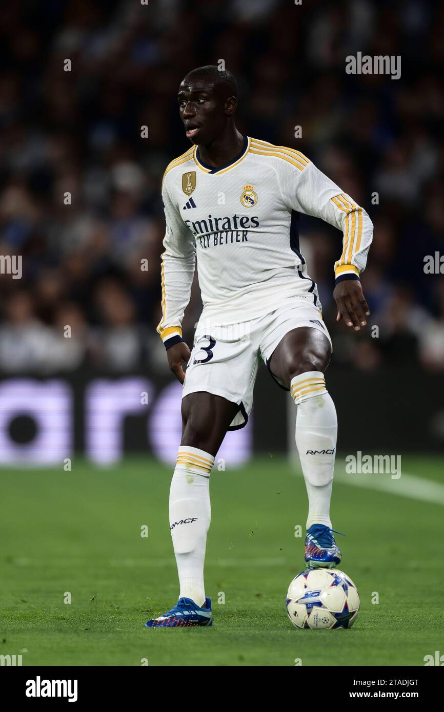 Milan, Italy. 29 November 2023. Ferland Mendy of Real Madrid CF in ...