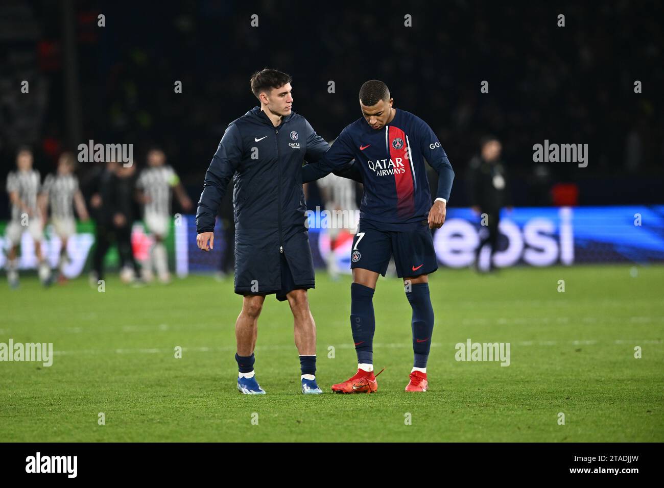 PARIS, FRANCE - NOVEMBER 28: Manuel Ugarte, Kylian Mbappe of PSG during ...