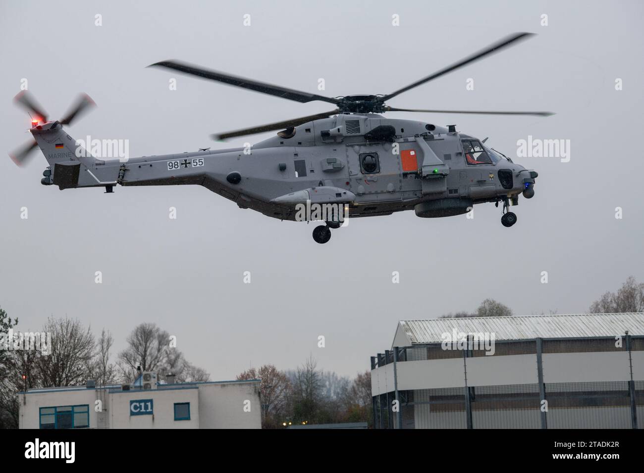30 November 2023, Bavaria, Donauwörth: An NH90 Sea Tiger combat ...