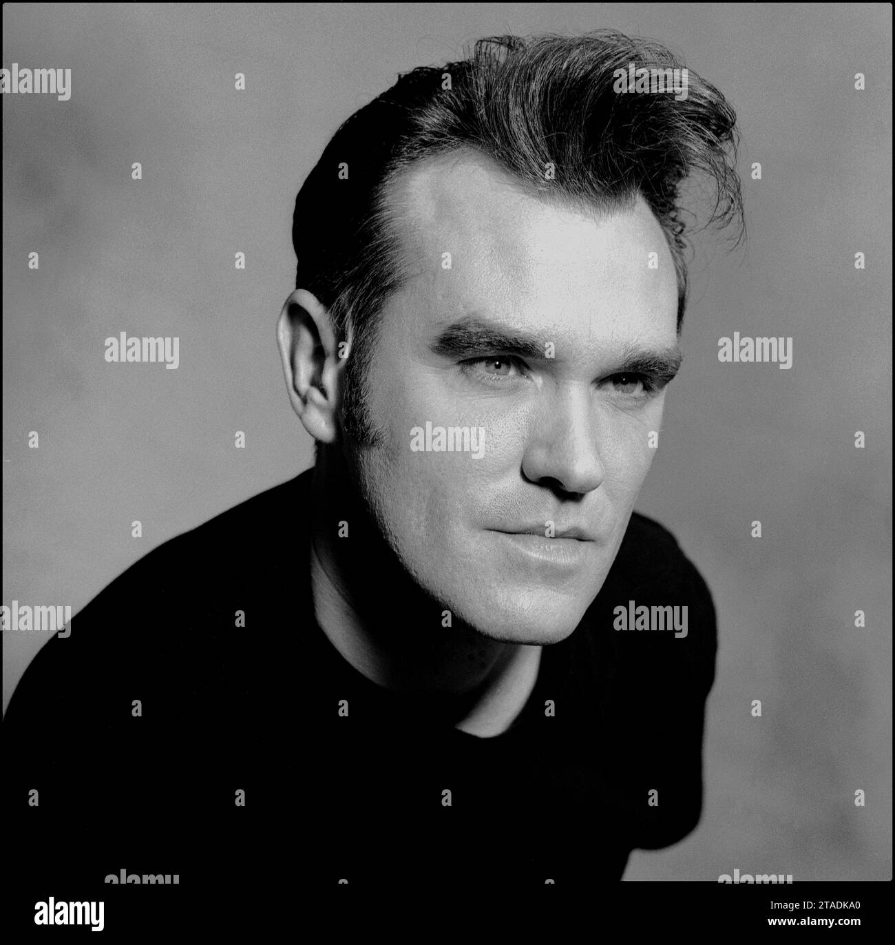 Black & white head & shoulders portrait of legendary rockstar, singer ...