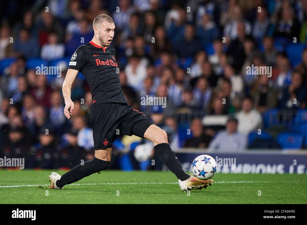 Strahinja Pavlovic of RB Salzburgduring the UEFA Champions League match ...