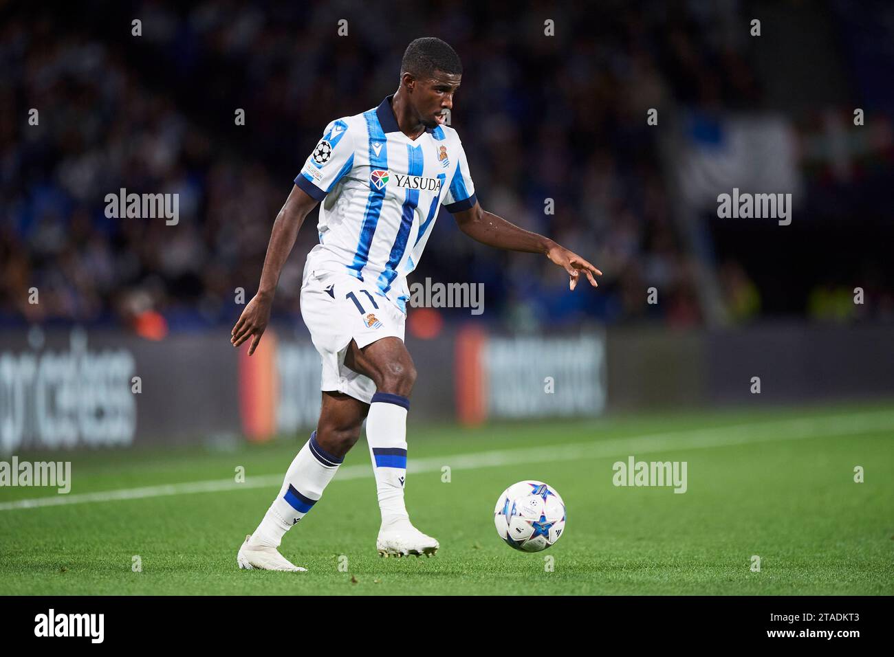 Mohamed Ali-Cho of Real Sociedad in action during the UEFA Champions ...