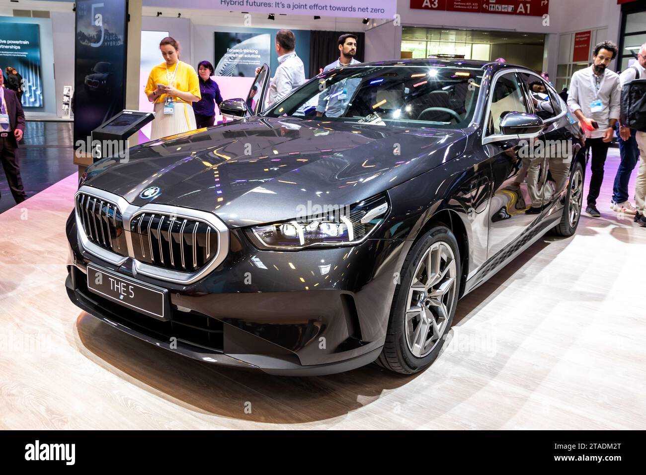 BMW i5 (G60) electric sedan car at the IAA Mobility 2023 motor show in ...