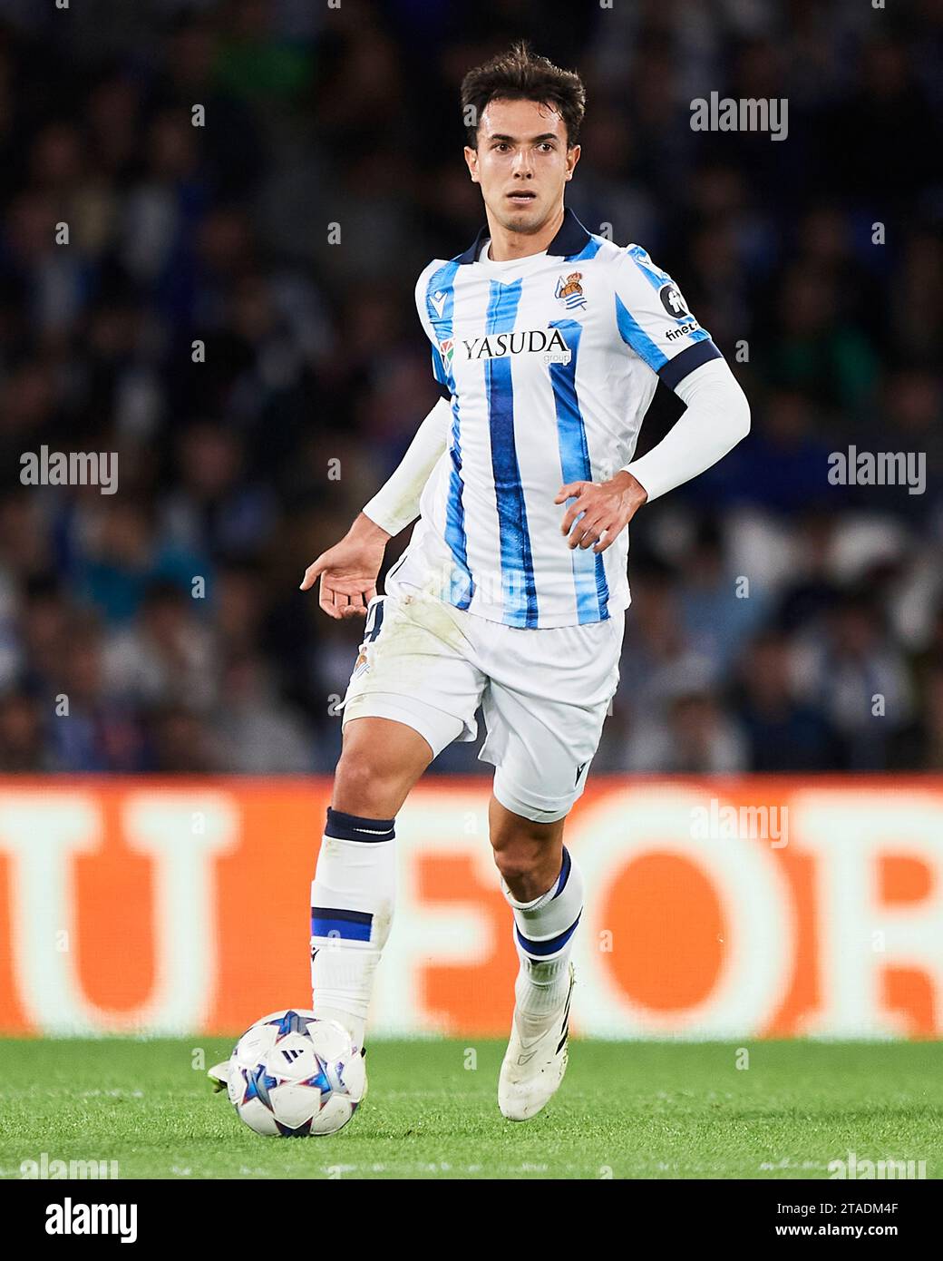 Martin Zubimendi of Real Sociedad in action during the UEFA Champions ...