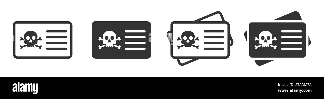 Id card with skull and crossbones icon. Vector illustration Stock ...