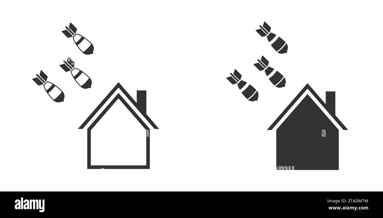 Bombs falling on a house icon. Vector illustration Stock Vector Image ...