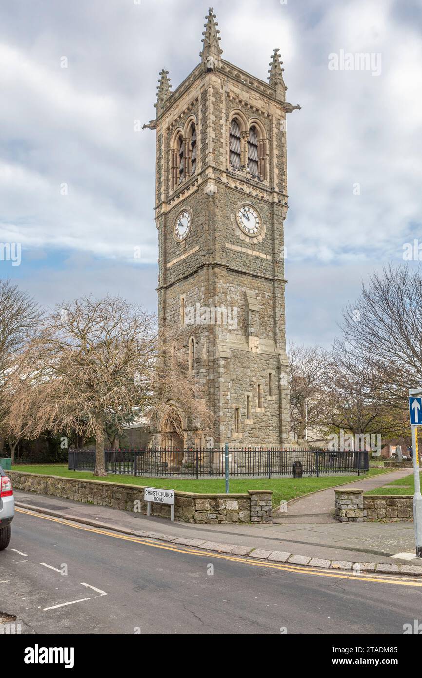 Christ Church Tower in Folkestone's garden of remembrance Stock Photo ...