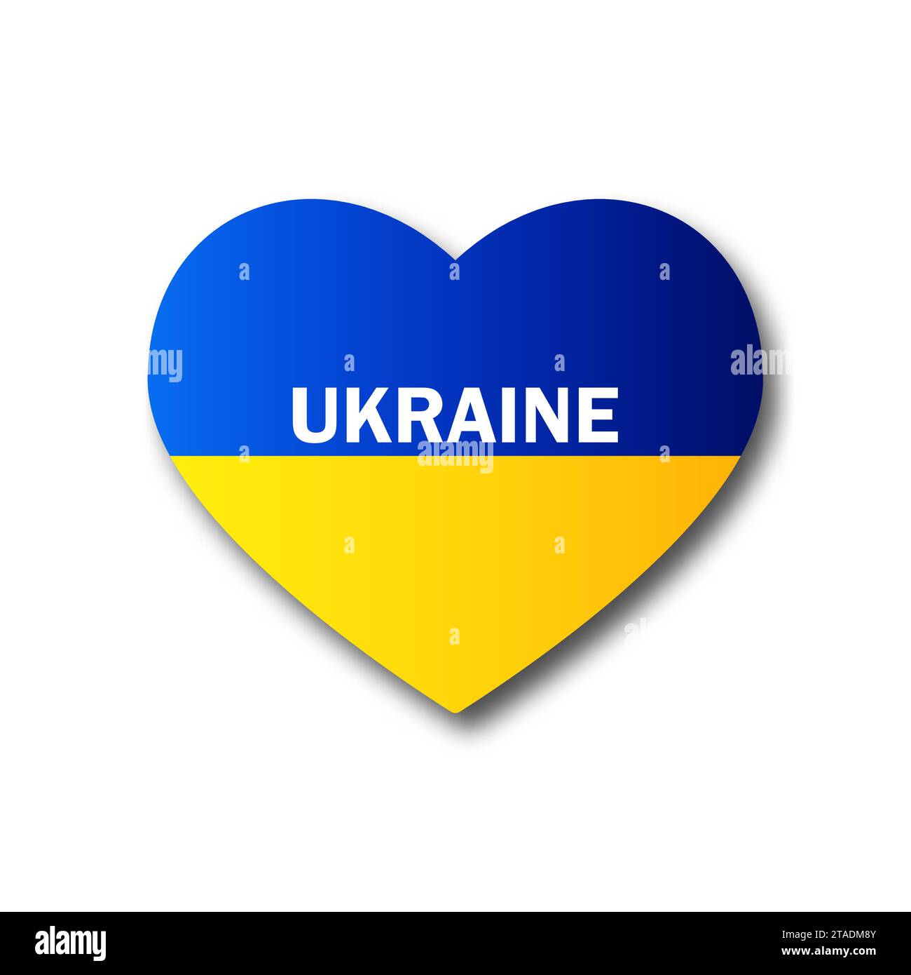 Ukraine flag in shape of heart with shadow under. Flat vector ...