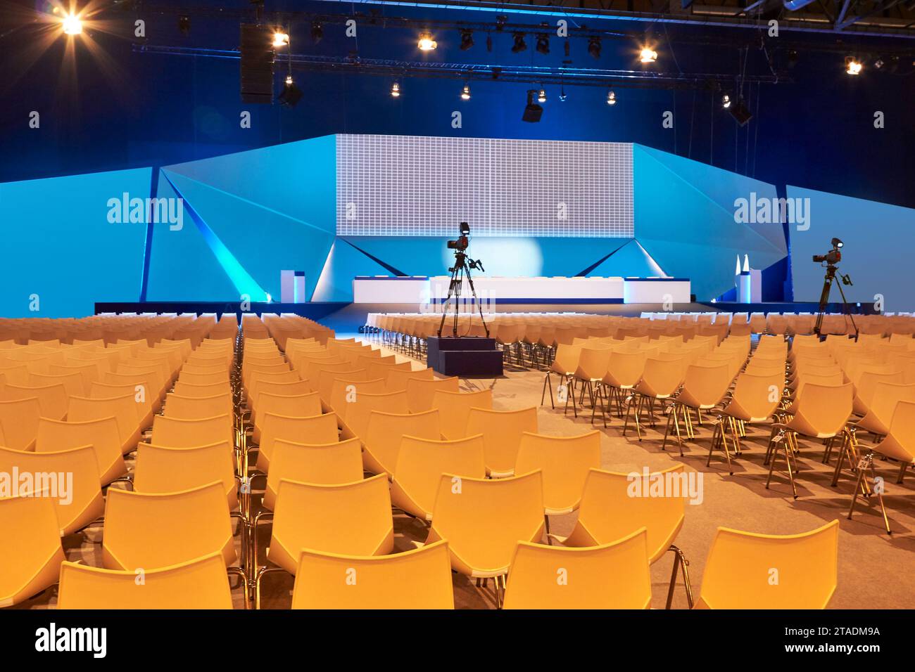 Conference hall. Convention center with podium. Professional meeting ...