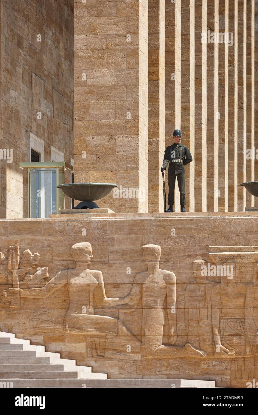 Ataturk mausoleum columns and soldier. Ankara, Turkey. Asia Stock Photo ...