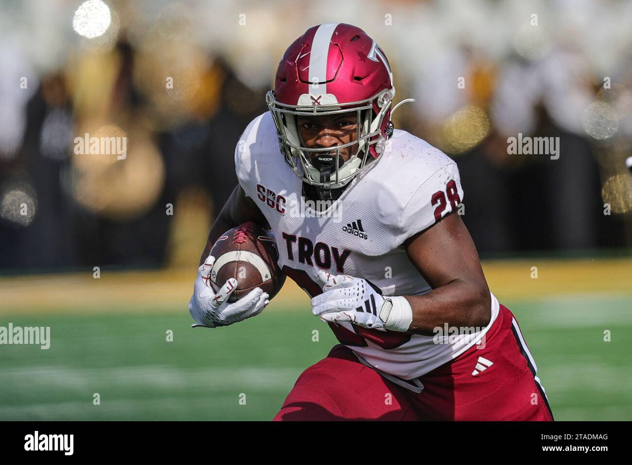 NOV 25, 2021: Troy Trojans running back Kimani Vidal (28) carries ...