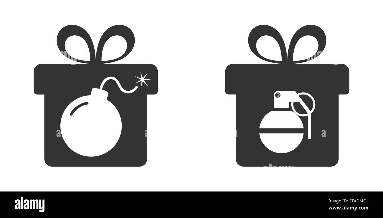 Gift box with a bomb inside. Flat vector illustration Stock Vector ...