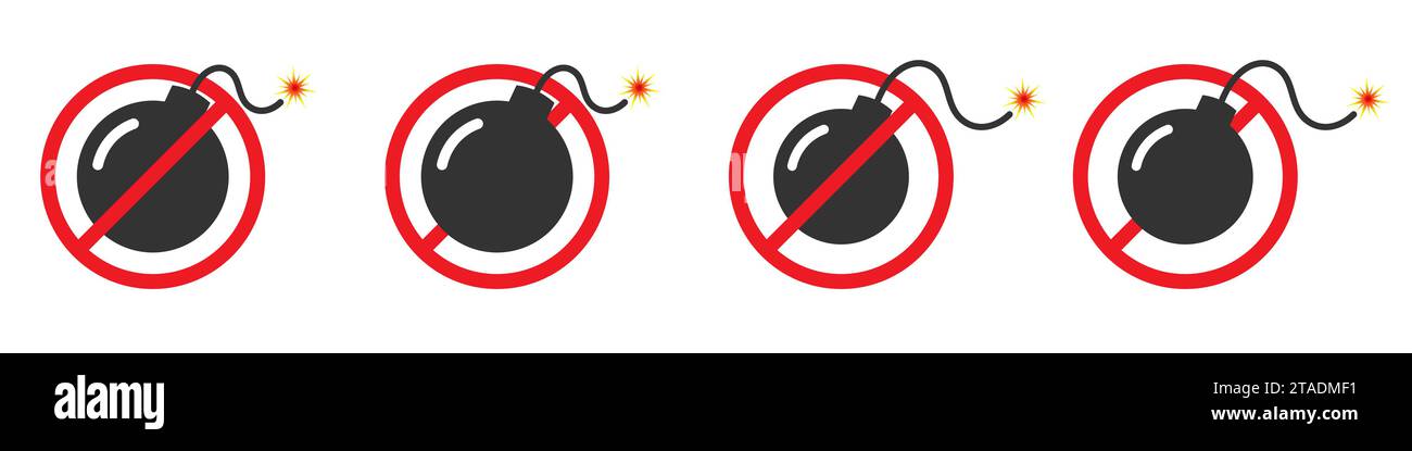 No bomb prohibited sign. Bombs ban icon. No explosive sign. Flat vector ...