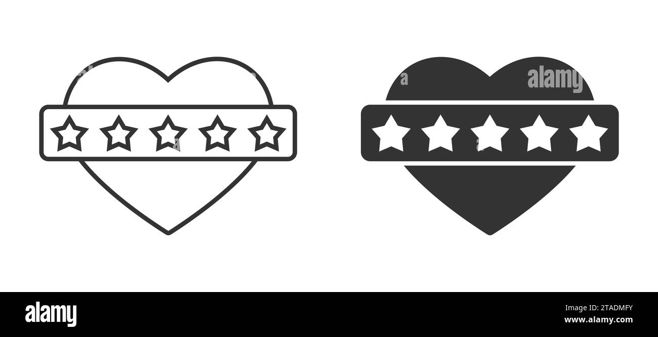 Five stars in heart icon. Feedback symbol. Vector illustration Stock ...