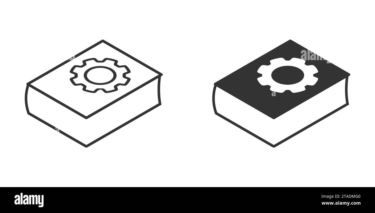 Gear book icon. Engineering book icon. Manual symbol. Vector ...