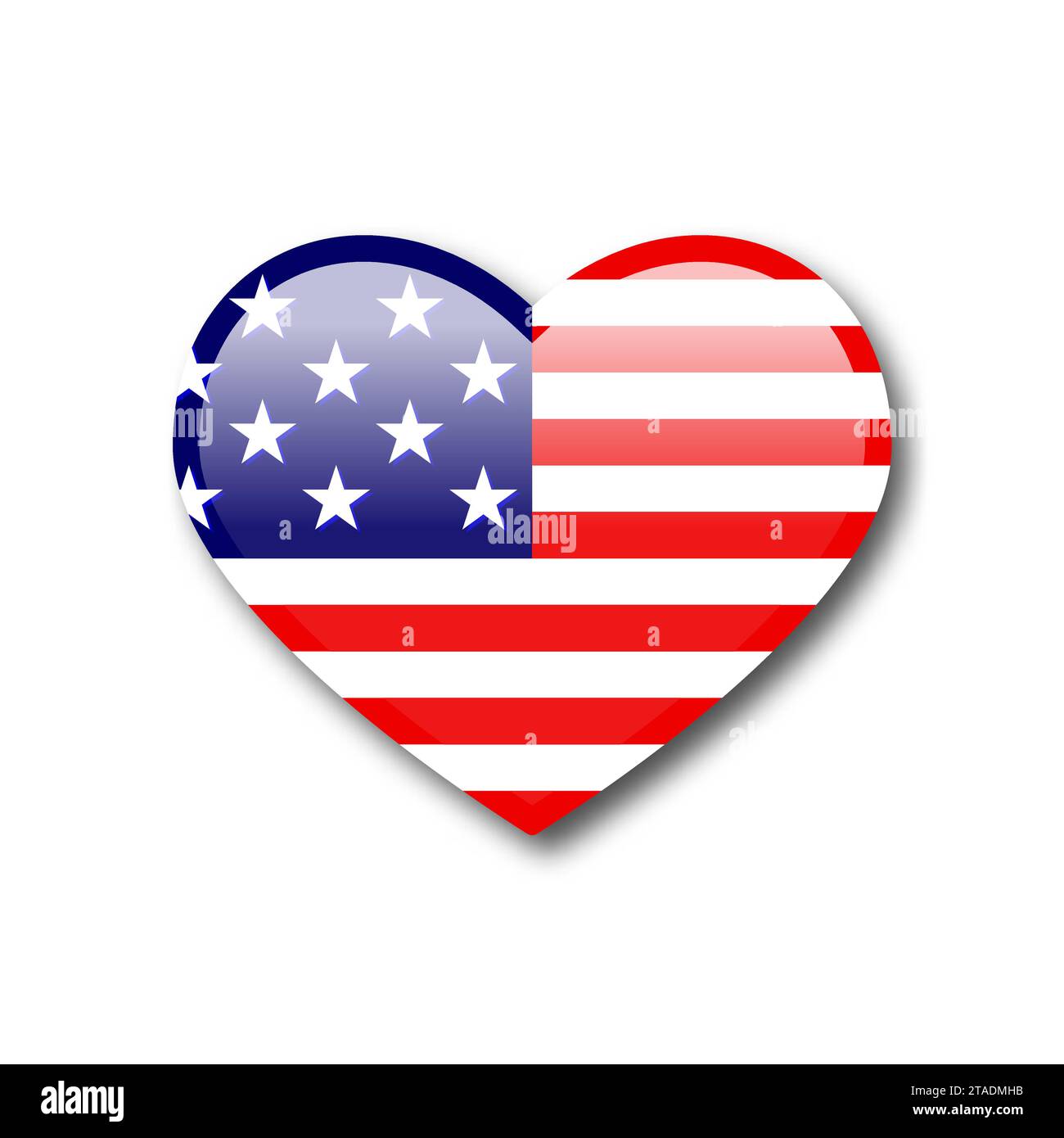 USA flag in heart silhouette. Heart-shaped American flag. Flat vector illustration Stock Vector ...