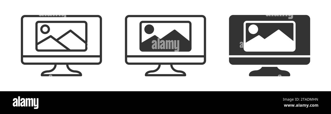 Monitor with image editing icon. Picture icon on a monitor. Vector ...