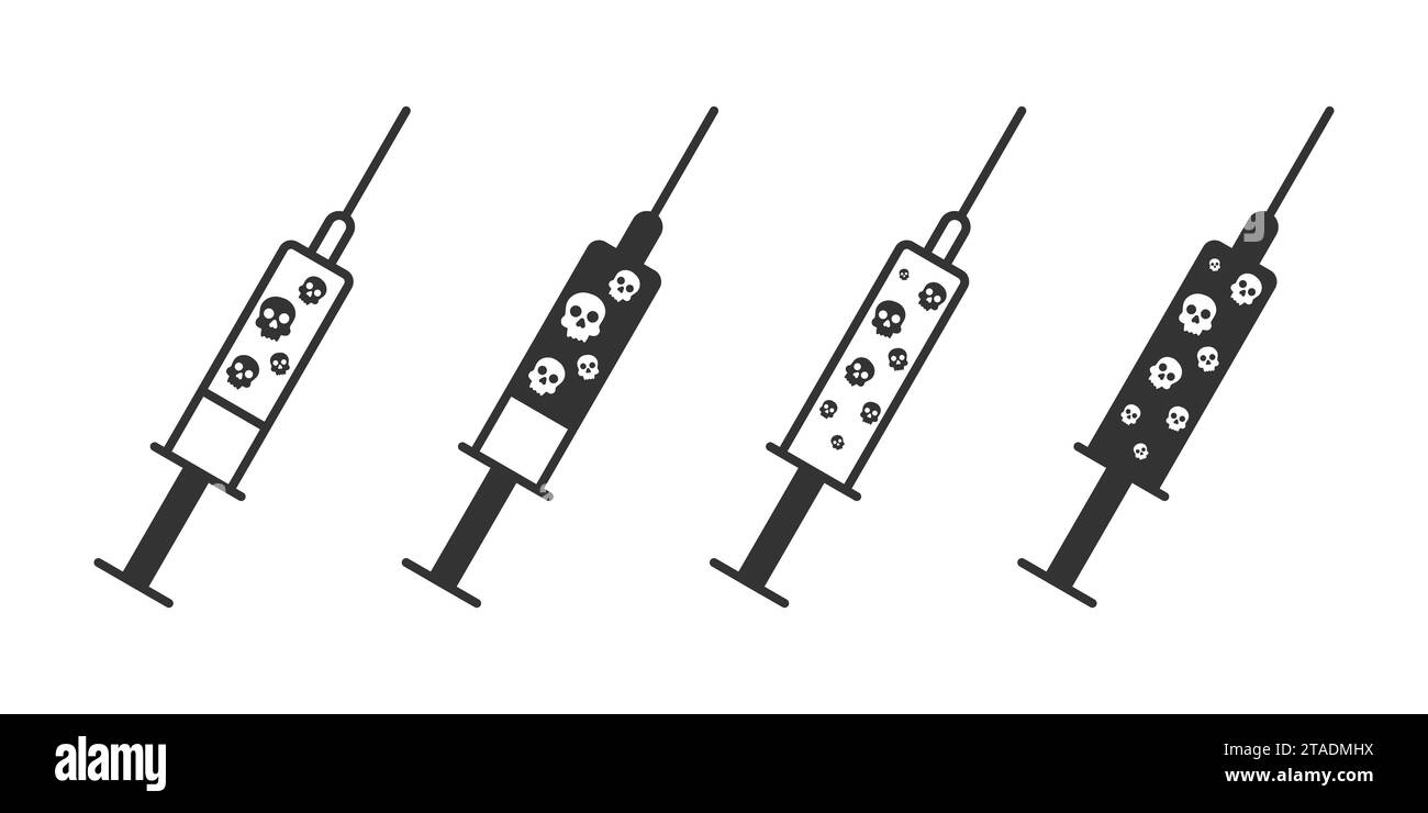 Syringe with skull symbols inside. Drugs or poison concept. lethal ...
