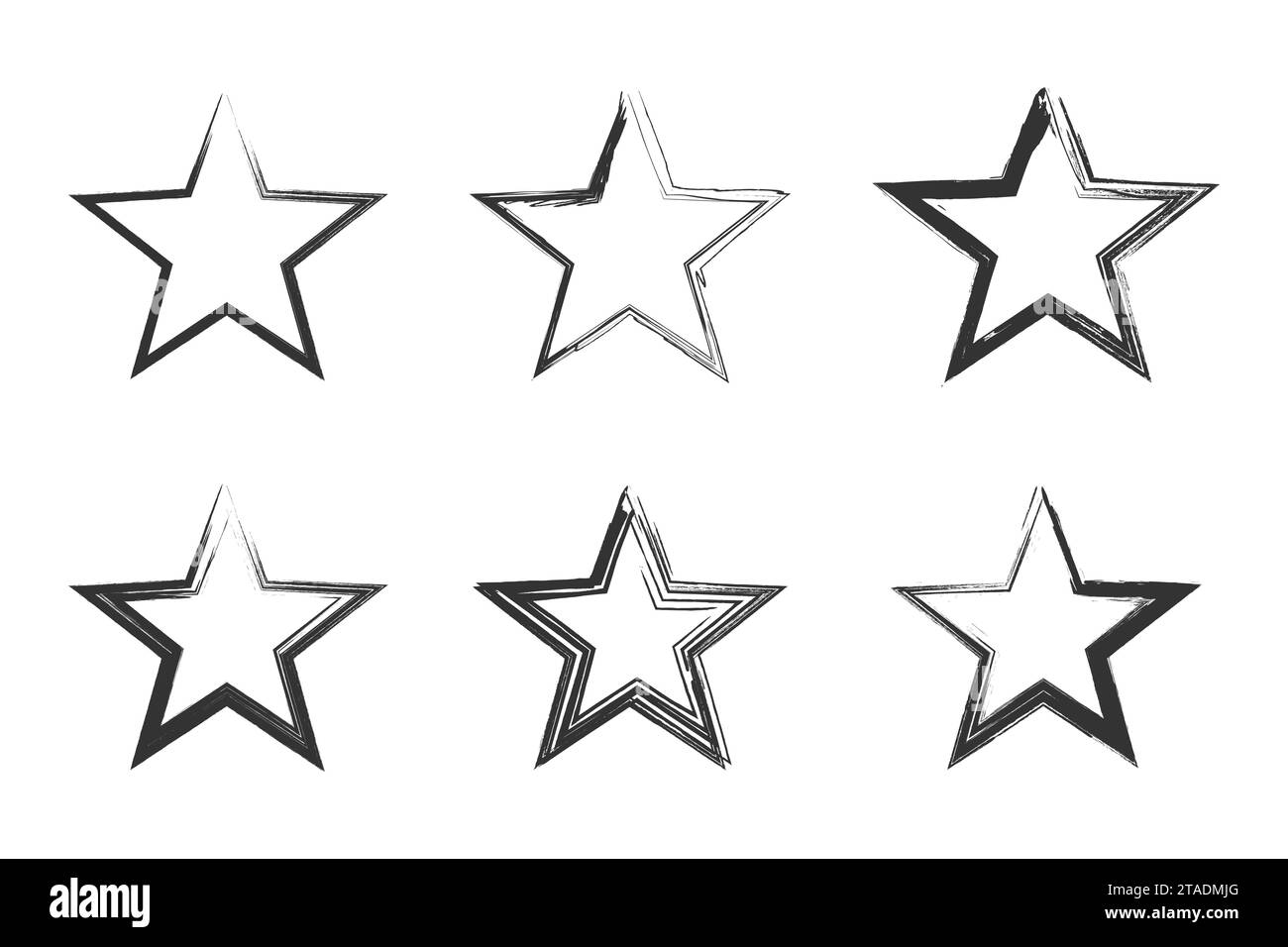 Grunge style star set. Brush painted stars. Vector illustration Stock ...